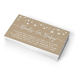 Printed Party Baby Shower Bring a Book Insert Cards, Rustic Kraft, Set of 25