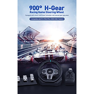 PXN V9 PC Steering Wheel with Pedals and Shifter 270/900 Degree Gaming Racing Wheel for PC,PS4,PS3,Xbox One, Xbox Series X/S,N-Switch (NOT Support Mac/PS5)