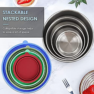 ikitchen Stainless Steel Snack Containers with Leakproof Silicone Lids, Salad Dressing Containers for Kids Reusable Metal Nesting Lunch Condiments Container Food Storage Set of 4