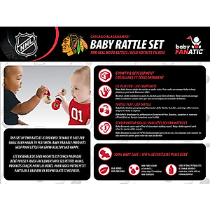 BabyFanatic Wood Rattle 2 Pack - NHL Chicago Blackhawks - Officially Licensed Baby Toy Set