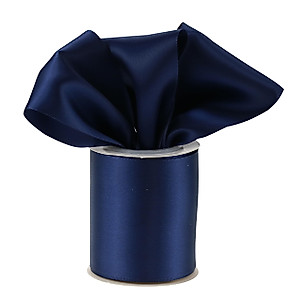 DINDOSAL Navy Ribbon 3 Inch Double Faced Satin Ribbon Thick Navy Blue Ribbon for Wedding Decor, Chair Sash, Gift Wrapping, Party Favor, Flower Arrangement, Craft Supplies, Bows - 10Yards