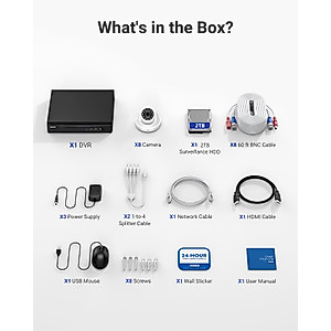 ANNKE CCTV Camera Systems 8 Channel 3K Lite H.265+ AI DVR with 2 TB HDD, Human/Vehicle Detection, (8) HD 1920TVL 1080p CCTV Dome Cameras, Instant Email and App Alerts with Snapshots