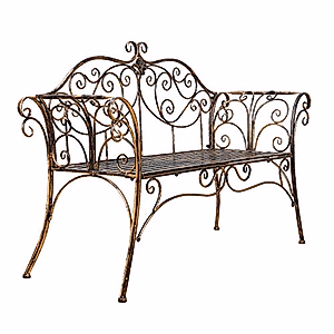 Cr Outdoor Patio Chair Garden Park Bench Metal Antique Garden Bench with Decorative Cast Iron Backrest