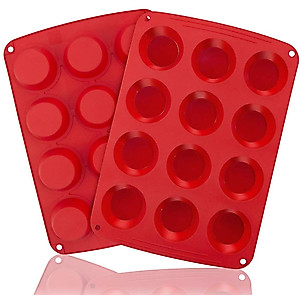 Webake Muffin Pan 12 Cup, European Silicone Cupcake Pan, Nonstick Muffin Tray Cupcake Liner Egg Muffin Tin, 2 Pack Baking Molds Silicone Bakeware