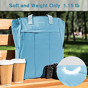 YOREPEK Puffy Tote Bag Backpack for Women, 15.6 Inch Convertible Backpack Tote Waterproof, Lightweight Computer Laptop Backpack Casual Daypack for Ladies Teacher College, Blue