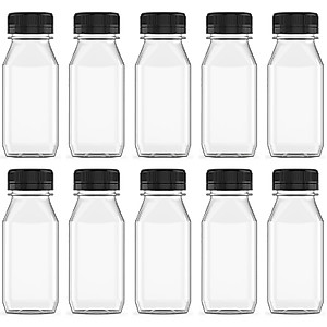 Hulless 40 Pcs 4 Ounce Plastic Juice Bottle Drink Containers Juicing Bottles with Black Tamper Proof Lids, Suitable for Juicing, Juice, Smoothies, Homemade Beverages