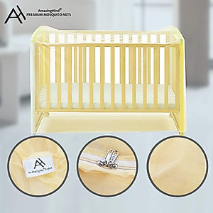 AmazingHind Mosquito Insect Net for Crib, Cot Bed with Zipper - Crib Climbing Prevention & Pet Barrier - Color: Peach (Crib Net)