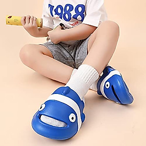 Jerzmy Cute Clown Fish Cloud Slides for Kids Toddler, Novelty Funny Animals Boys Girls House Slippers Non-Slip Soft Beach Sandals Shoes for Indoor Outdoor Shower Pool, Blue Size 3