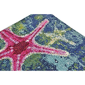 Unique Loom Positano Collection Coastal Modern Bright Colors Starfish Navy Blue Area Rug (8' x 10')