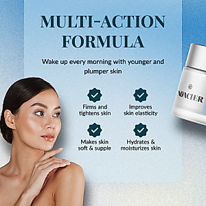 NOACIER Overnight Hydrolyzed Collagen Facial Mask – Anti Aging, Hydrating Face Cream or Moisturizer Helps Plump, Smooth, & Brighten Skin – Infused with Squalane Oil, Peptides, & Glycerin, 2 Oz.