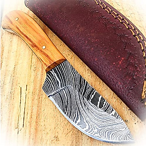 New 6" DAMASCUS FULL Tang Hunting Fixed Blade WOOD Survival Skinner Camping Knife Camping Outdoor Pro Tactical Elite Knife BLDA-0826