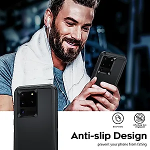 LeYi Compatible for Samsung S20 Ultra Case: Heavy Duty 3 in 1 Samsung Galaxy S20 Ultra Case, Military Grade Shockproof Phone Case Cover for Samsung Galaxy S20 Ultra (Black)