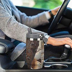 RTFGHJS Squirrel on Tree 30 Oz Tumbler with Handle And Flip Straw, Stainless Steel Vacuum Insulated Travel Mug, Thermal Cup for Coffee, Water, Iced Drinks, Fits Car Cup Holders (Home, Sports)