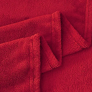 RUIKASI Fleece Throw Blanket Single - Plush Fuzzy Flannel Blanket Red for Single Size Bed, Super Soft Warm Blanket for Sofa and Couch, Fluffy Blanket 50x60 Inches