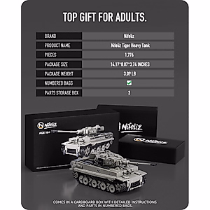 Nifeliz Tiger Heavy Tank, WW2 Armed Tank Building Set, Military Construction Model Toy for Teen Gift Giving (1776 Pieces)