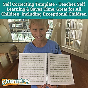 Channie’s Handwriting Improvement Spiral Notebook, Stylish Visual Writing & Printing Aid for Elementary School Students and Special Needs Kids & Teens, 120 Pages, Thick Paper, Size 10.5" x 9.5"