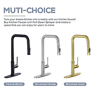 Black Kitchen Faucets Matte Black Kitchen Faucet with Pull Down Sprayer Modern Single Handle Kitchen Sink Faucets for 1 or 3 Hole