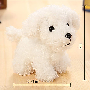 Cute Stuffed Animal Dog Anime Plush Key Chain, Fashion Accessory Backpack Clips, Kindergarten Gift, Handbag Pendant, 5 inch (White)
