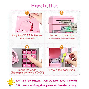 Kids Piggy Bank for Girls - Toys for 5 6 7 8 9 10 Year Old Girl Birthday Gifts - Electronic Piggy Bank ATM Machine Money Safe for Kids Toys Age 6-8-10