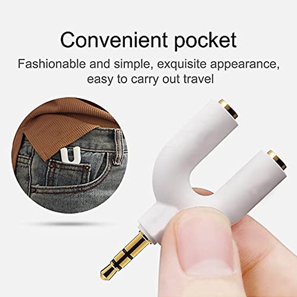 Meideli Audio Converter Headphone Jack Dongle Fast Transmission Metal 1 Male to 2 Female 3.5mm Jack Splitter for Earphone White