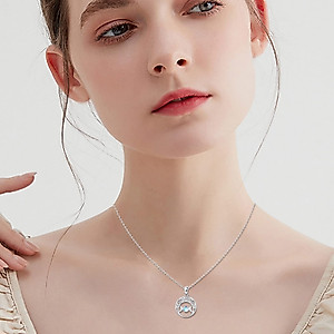 OHAYOO Triple Moon Goddess Necklace 925 Sterling Silver Celtic Moonstone Pendant Necklace Triple Moon Goddess Jewelry for Women