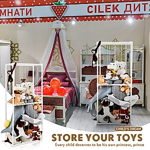 Stuffed Animal Storage Standing Storage Organizer Display Large Stuffed Animal Holder Plush Toy Storage for Kids Room Playroom Bedroom Nursery, Easy to Assemble PVC