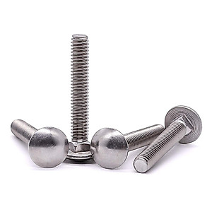 1/4-20 x 1-1/4" Carriage Bolts, 304 (18/8) Stainless Steel Carriage Screws, Round Domed Head Square Neck, Grade A2-70, Full Thread, Coarse Thread UNC, 25 PCS