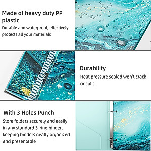 Ospelelf Folders with Pockets, Waterproof Plastic Folder with Two Fixed Corner Tabs and 2 Pockets Includes Business Card Slot, Includes Sticker, Fits 3 Ring Binder Holds 11" x 8.5", 6-Pack