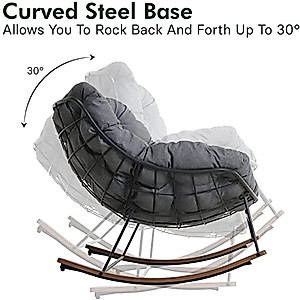 Grand patio Outdoor Rocking Chair, Comfy Modern Steel Rocker Chair with Cushion for Porch, Balcony, Patio, Garden, Yard, Gray