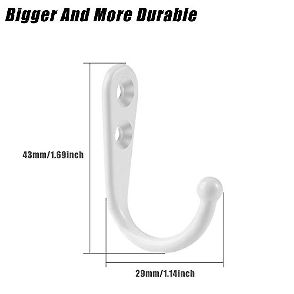 30 Pieces Large Wall Mounted Coat Hook Robe Hooks Cloth Hanger Coat Hanger Coat Hooks Rustic Hooks and 60 Pieces Screws for Bath Kitchen Garage Single Coat Hanger (White)