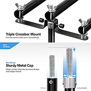 LimoStudio 10 x 9.6 feet Backdrop Stand with Triple Crossbar Background Support System, Easy Length Adjustment, Spring Clamps, Photography Video Event Occasion, AGG3159