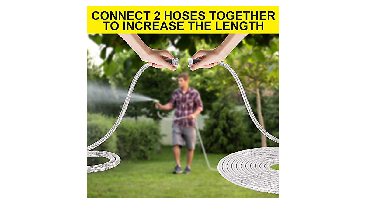 FOXEASE 25ft Metal Water Hose: Tangle-Free, Kink-Proof & Durable