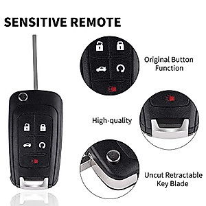 Key Fob Keyless Entry Remote Flip Car for Chevy Cruze Camaro Equinox Impala Malibu Sonic,Compatible with Buick Lacrosse Regal Verano Encore Allure/GMC Terrain (OHT01060512)