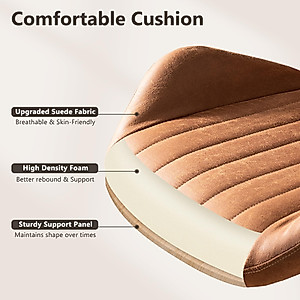 Mid Century Modren Office Chair - Fuax Leather Suede Brown Executive Chairs Ergonomic Mid Back with Lumbar Support, Swivel Computer Desk Task Chair with Wheels for Home Office,350lbs