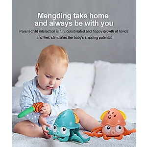 HZMENG Crawling Octopus Baby Toys, Tummy Time Toys with Light Up and Music, Interactive Walking Dancing Toy Controlled by Hands or Feet with Sensor Obstacle Avoidance Function (Pink)