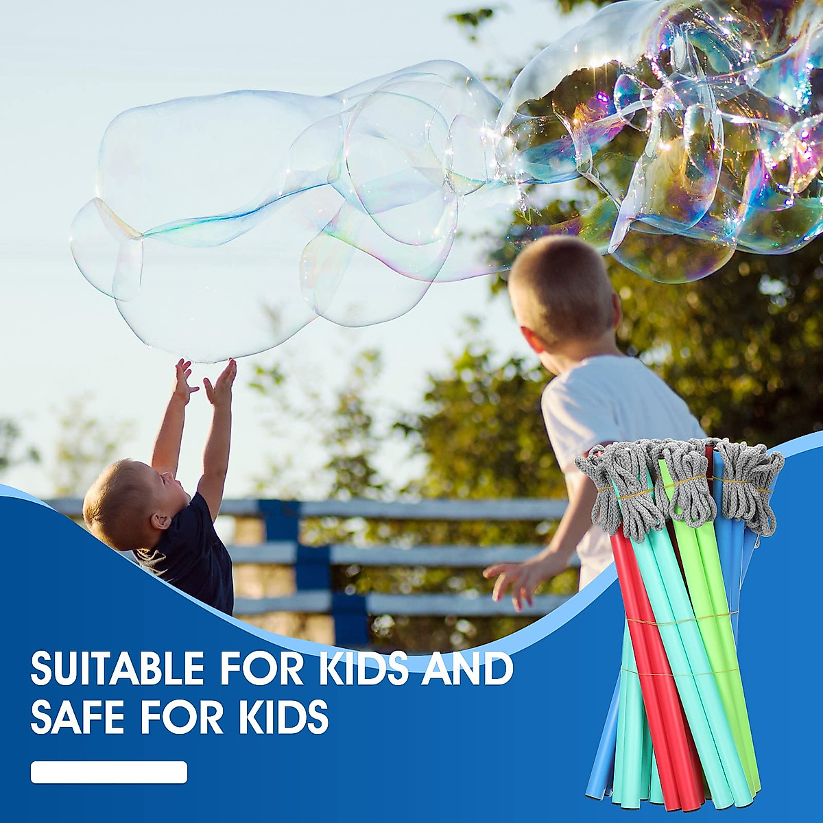 Meooeck Giant Bubble Wands Big Bubble Maker for Outdoor Bubble Toys for Adults Boys Girls Birthday Party Favors Lawn Park Beach Summer Birthday Party Favors Outdoor Activities(16 Pcs)