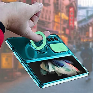 EAXER for Samsung Galaxy Z Fold 3 5G Case with Ring Holder, Slim Kickstand Shockproof Stand Clear Back Case Cover