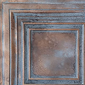From Plain To Beautiful In Hours DCT05 Washington Square PVC 2' x 2' Lay-in or Glue-up Ceiling Tile (Covers / 200 sq.ft), Weathered Copper, 50 Piece