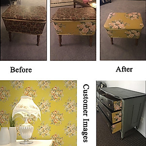 LovingWay Vintage Peony Floral Shelf Liner 17.7x177 Inch Easy-to-Install Storage Drawer Lining Paper Refresh Home School Furnitures Dark Yellow