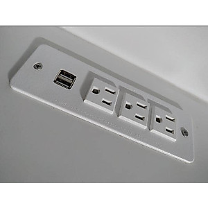 Conference Recessed Power Strip with USB Mountable Power Outlet Built in Desktop Workbench Drawer Cabinet 10'ft Heavy Duty Power Cord White