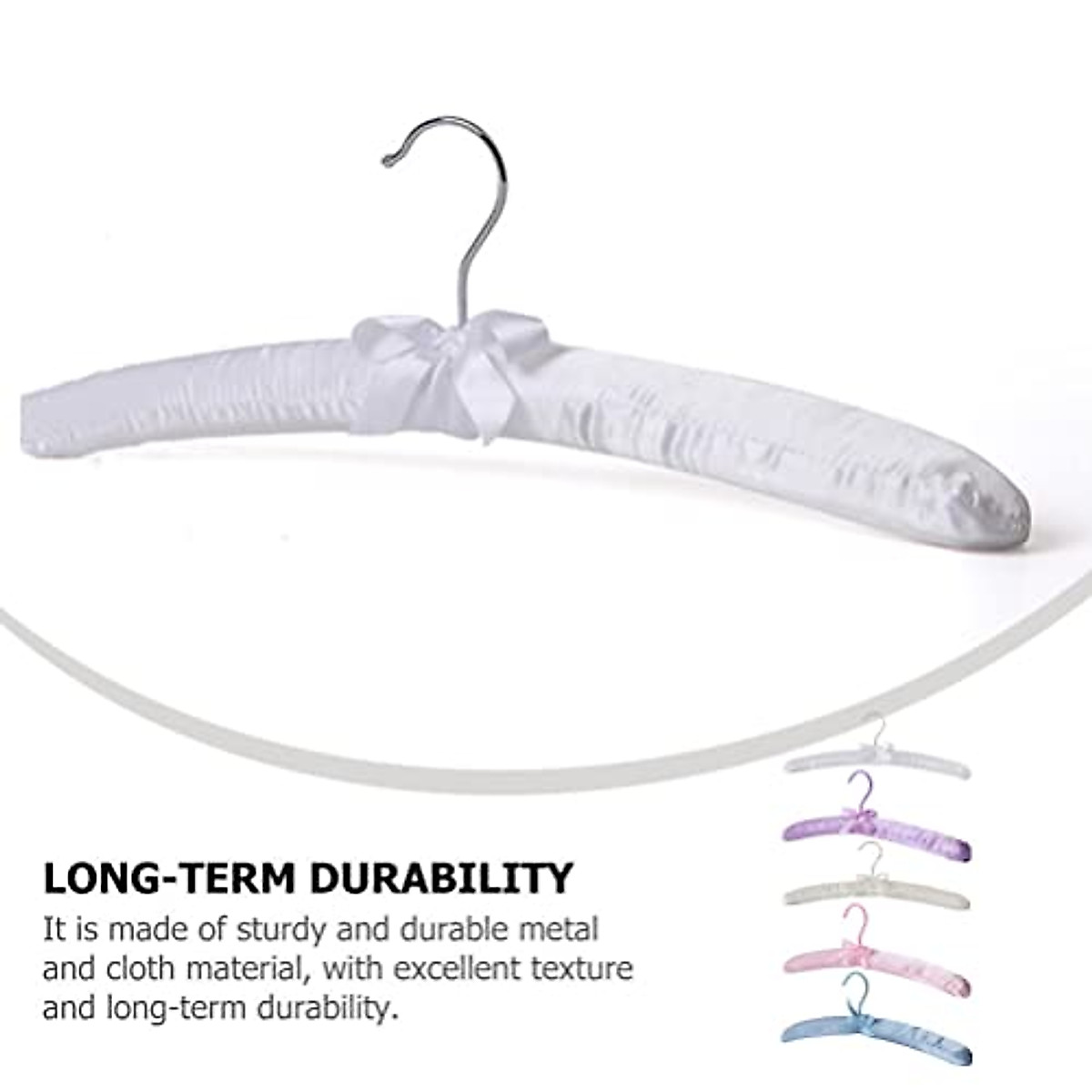 5Pcs Clothing Hangers, Felt Hangers Bride Hanger Padded Hangers Wedding Dress Hanger Anti Slip Fabric Hangers Satin Hangers for Sweaters Dresses Weddings Lingerie, Random Color