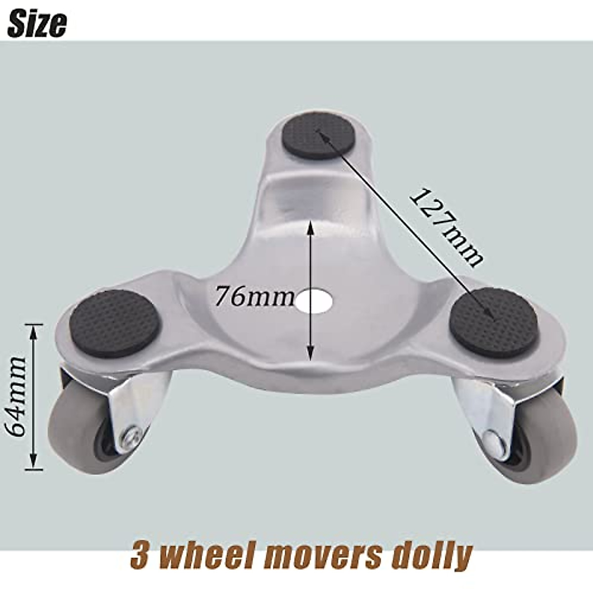 3 Wheel Dolly 4 Pack, 3 Wheel Furniture Dolly Set 4, Furniture Moving Dolly 3 Wheels, 6-Inch Steel Tri-Dolly, 200 Lbs Capacity, Great for Moving Heavy Furniture and Appliances