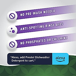 Amazon Brand - Presto! Triple Action Dishwasher Pacs, Fresh Scent, 70 Count