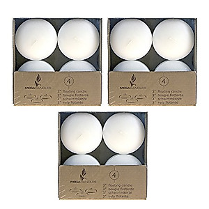 Mega Candles - Unscented 3" Floating Disc Candles - White, Set of 12