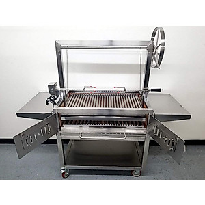 Charcoal Outdoor BBQ, Stainless Steel #430 Body and #304 Grates, Rotisserie Parrilla Santa Maria/Argentine Grill Spit
