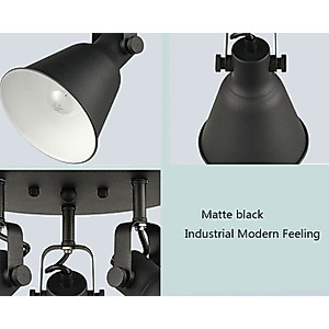 DIRYZON EUL Multi-Directional Ceiling Spot Light,Adjustable Round Track Lighting,Industrial Semi Flush Mount Ceiling Light Fixtures for Bedroom Hallway Matte Black-3 Light