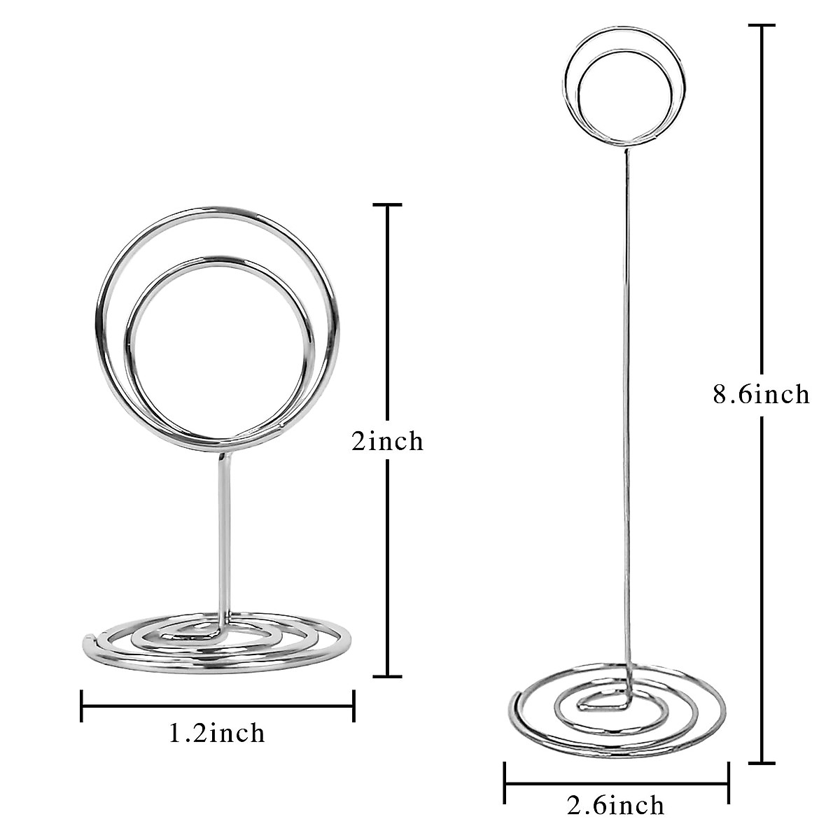 Beiskll Table Number Holders Mini+Tall, Place Card Holders, Photo Holders, Wire Picture Holders, for Wedding Anniversary Birthday Party (20PCS Silver)