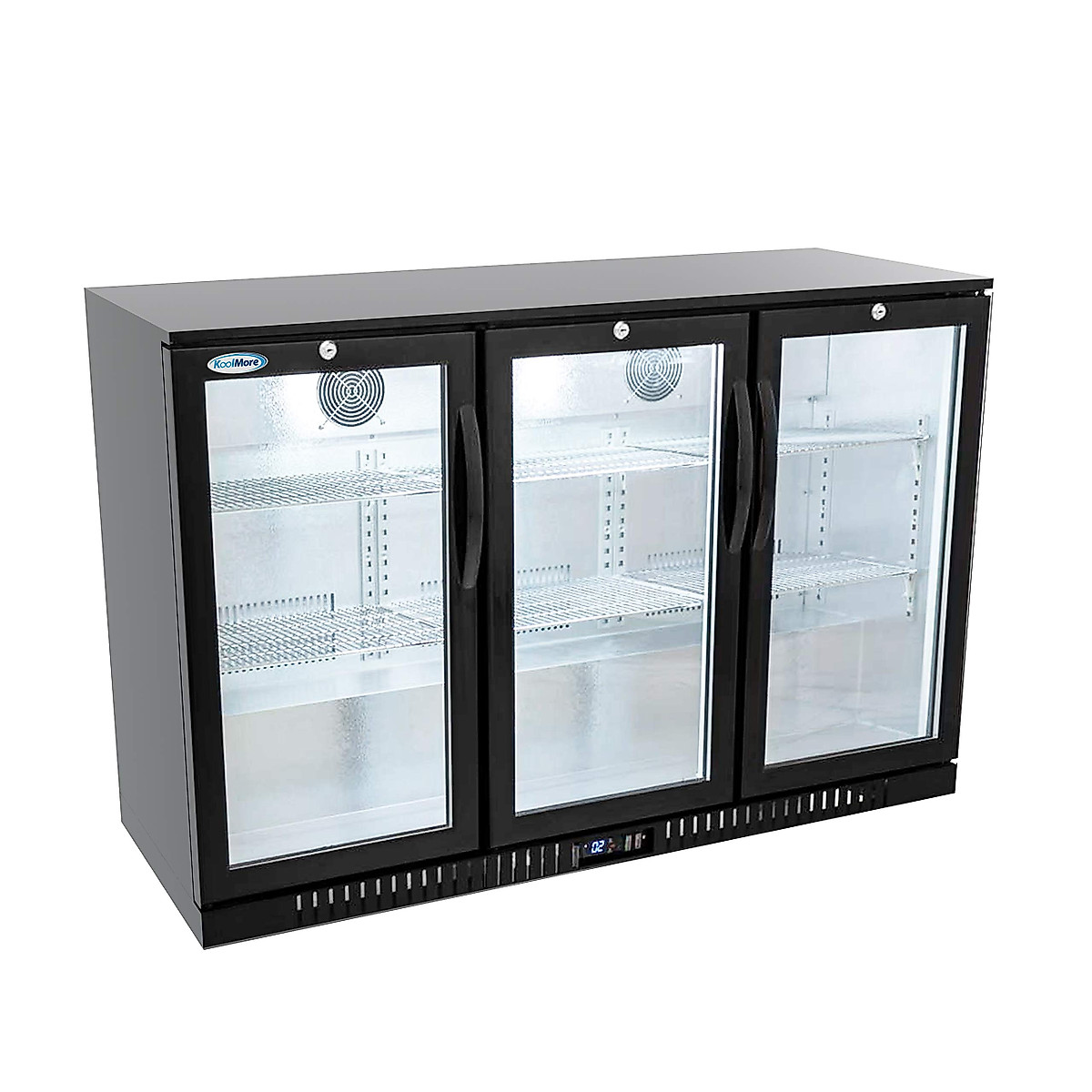 KoolMore - BC-3DSW-BK 3 Door Back Bar Cooler Counter Height Glass Door Refrigerator with LED Lighting - 11 cu.ft, Black