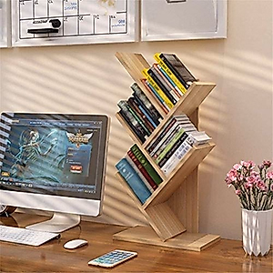 GELTDN 4-Tier Bookcase Tree Bookshelf Book Rack Display Storage Magazine Rack, for Books, Magazines, CDs and Photo, for Living Room, Home Office