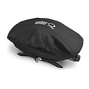 Weber Q 1200 Gas Grill - LP Gas (Black) with Grill Cover Bundle (2 Items)